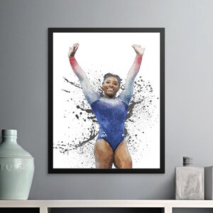 Simone Biles USA Gymnastics Star Digital Illustration Wall Art Sports ...