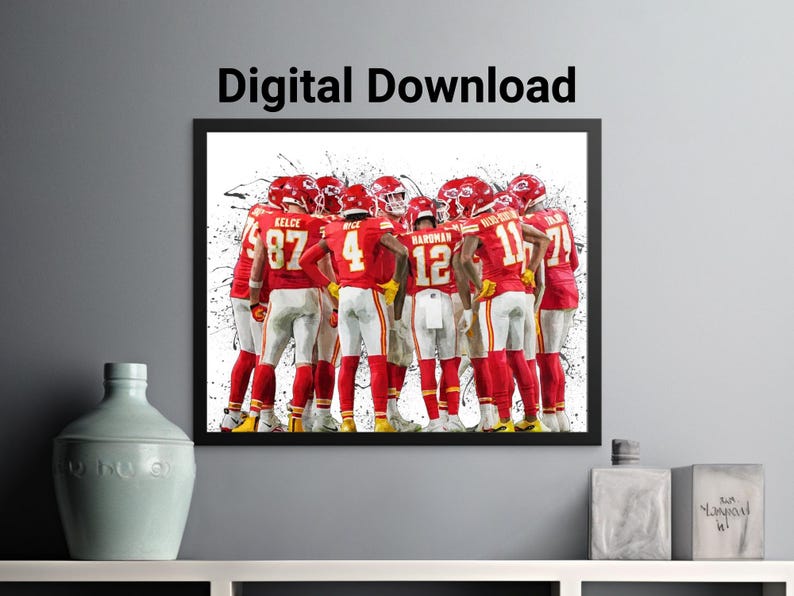 Kansas City Chiefs Football Team Huddle Watercolor Print Kansas City ...