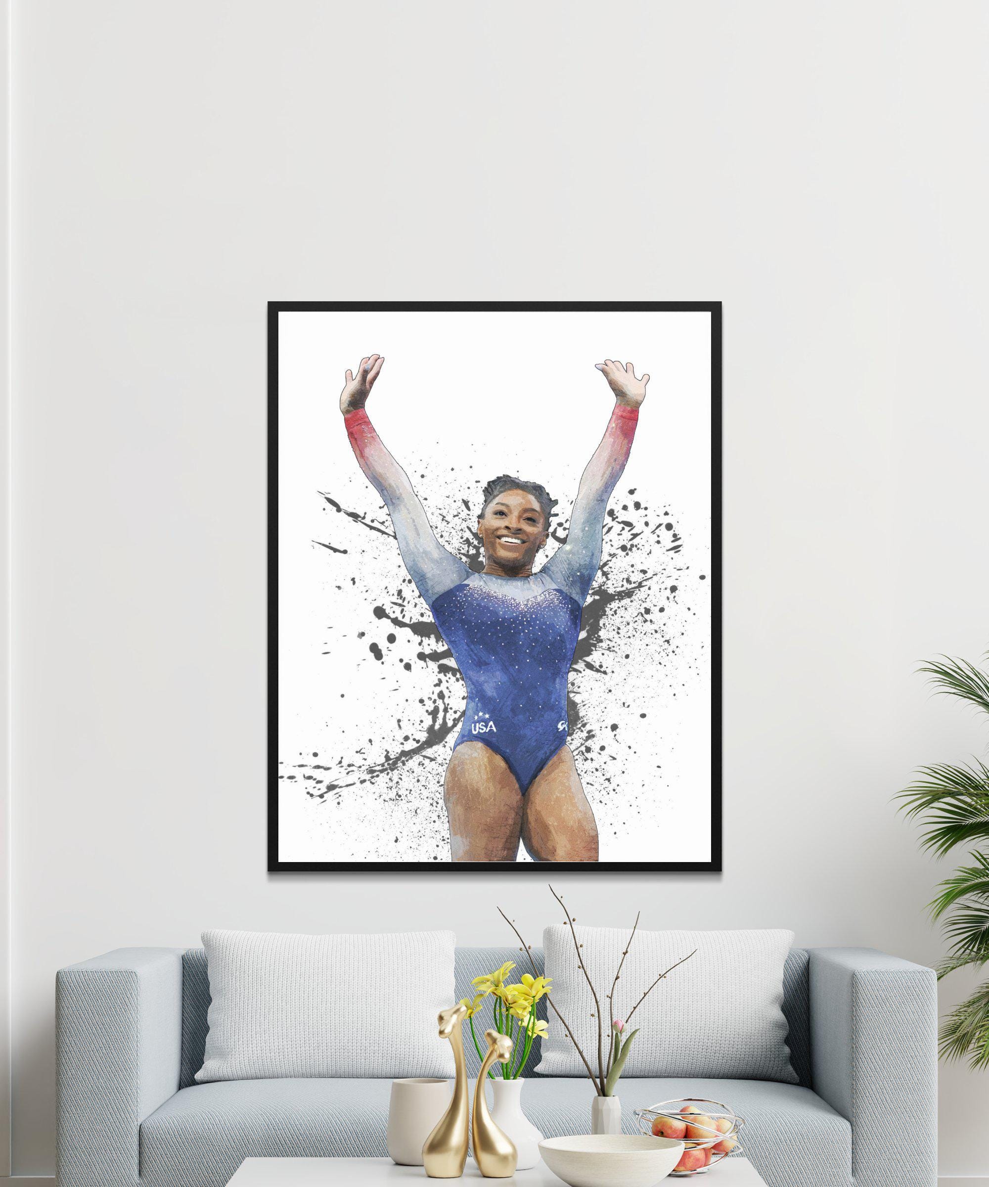 Simone Biles USA Gymnastics Star Digital Illustration Wall Art Sports ...