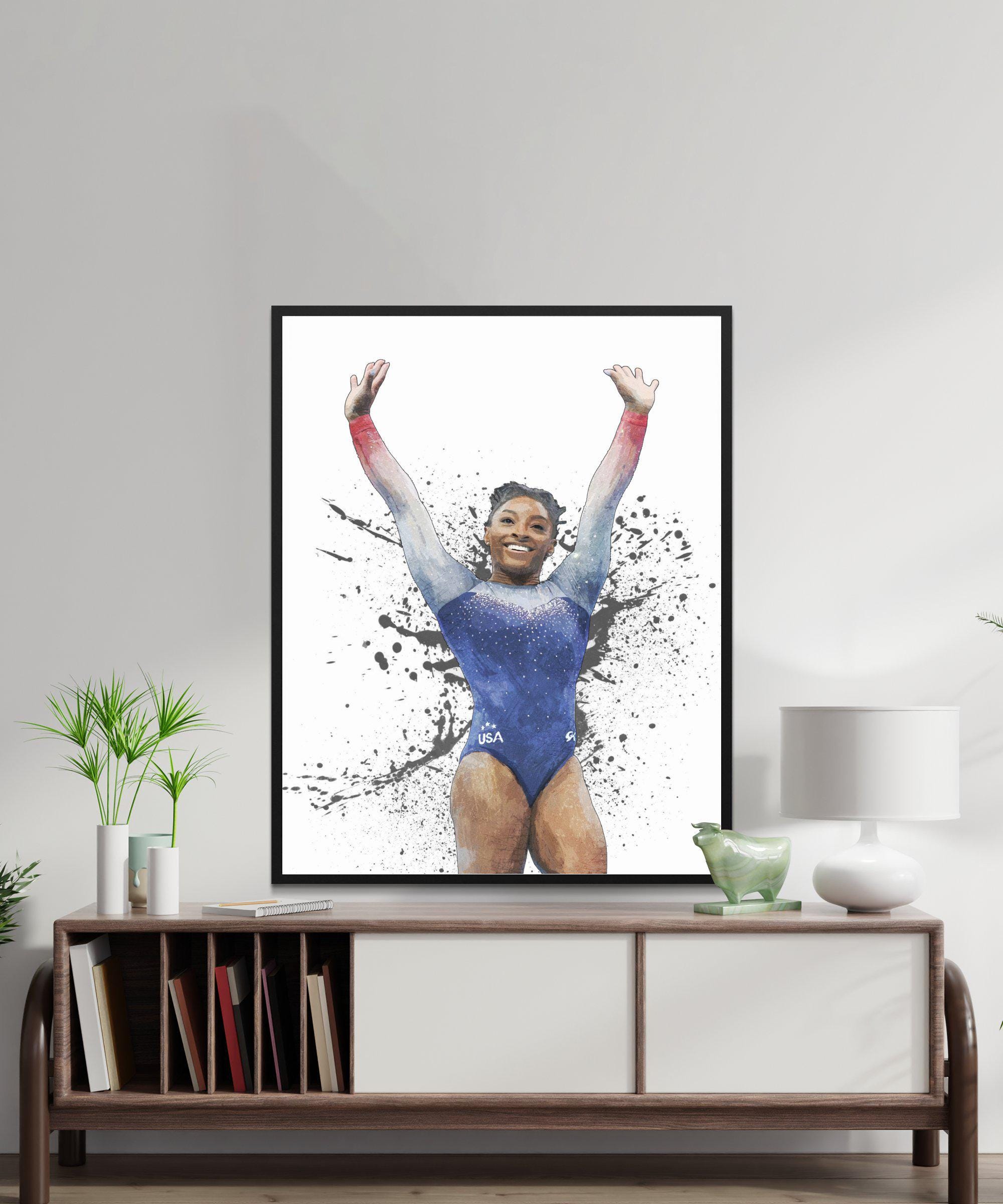 Simone Biles USA Gymnastics Star Digital Illustration Wall Art Sports ...