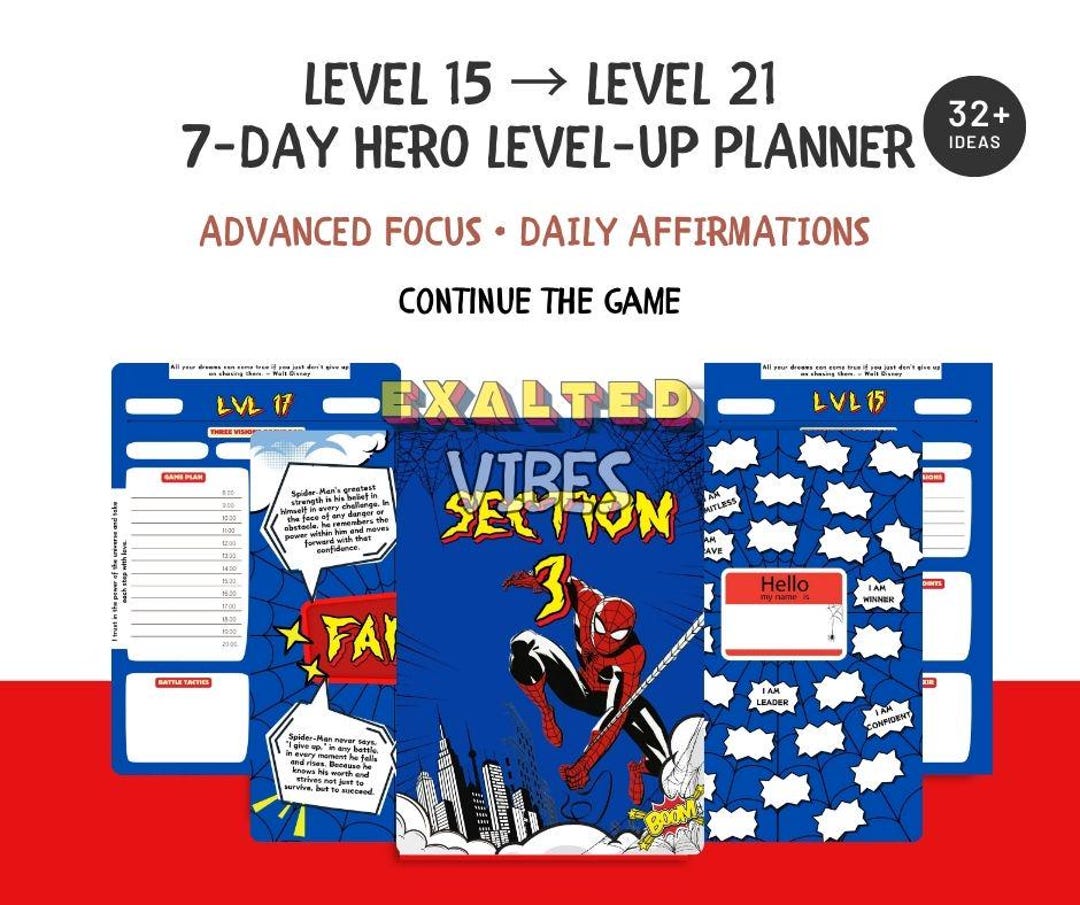 Level 15–21 Gamified Productivity Planner | 7-day Level-up Planner ...