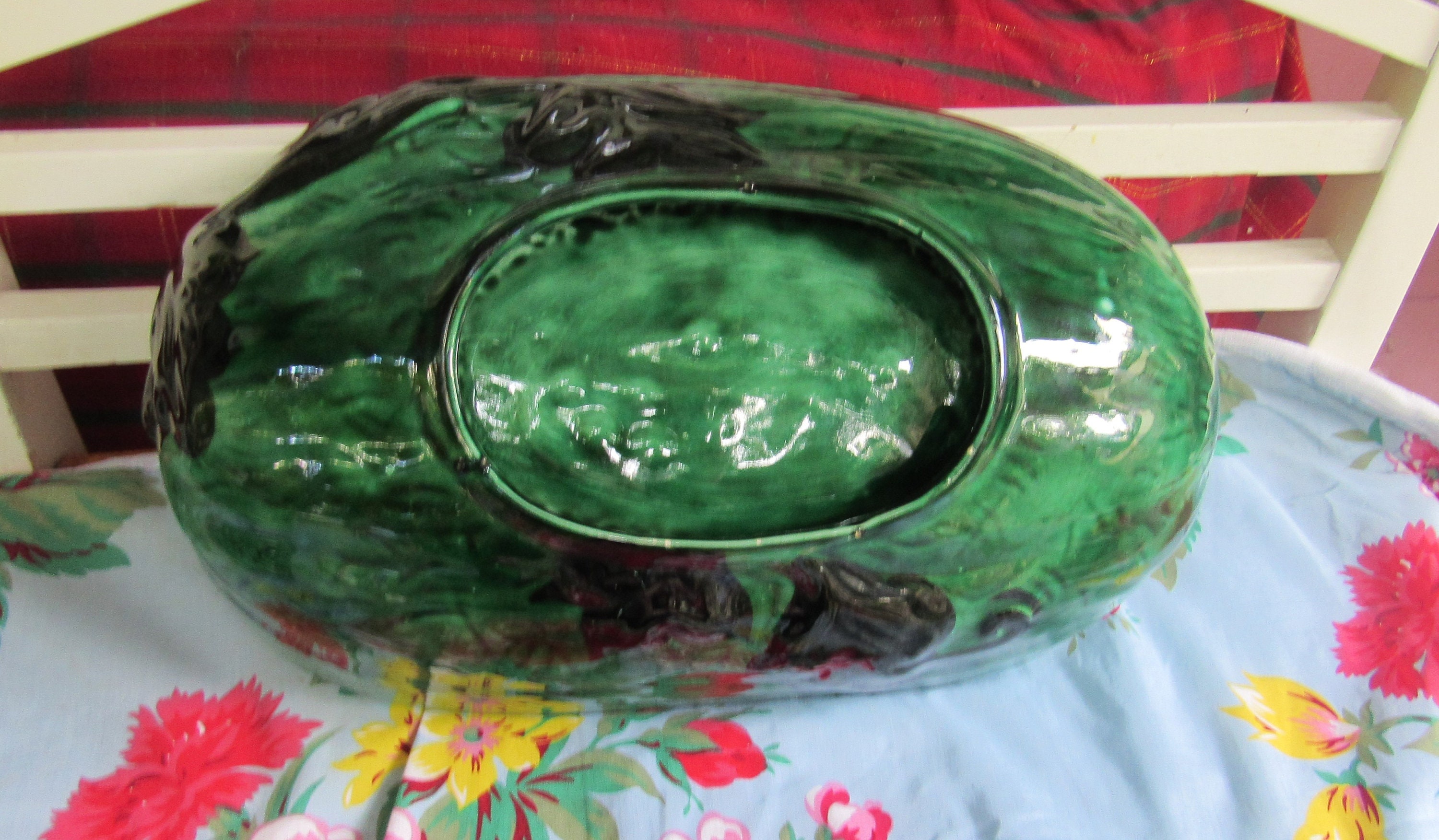 Vintage Ceramic Watermelon Bowl With 6 Oval Plates Colorful Summer - Etsy