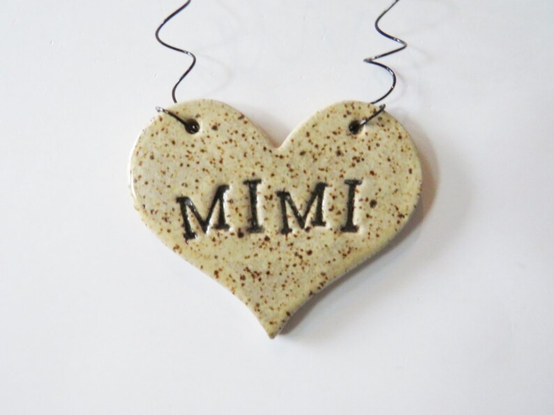 Mimi Ornament Name Tag Ceramic Clay Heart Shaped - Etsy