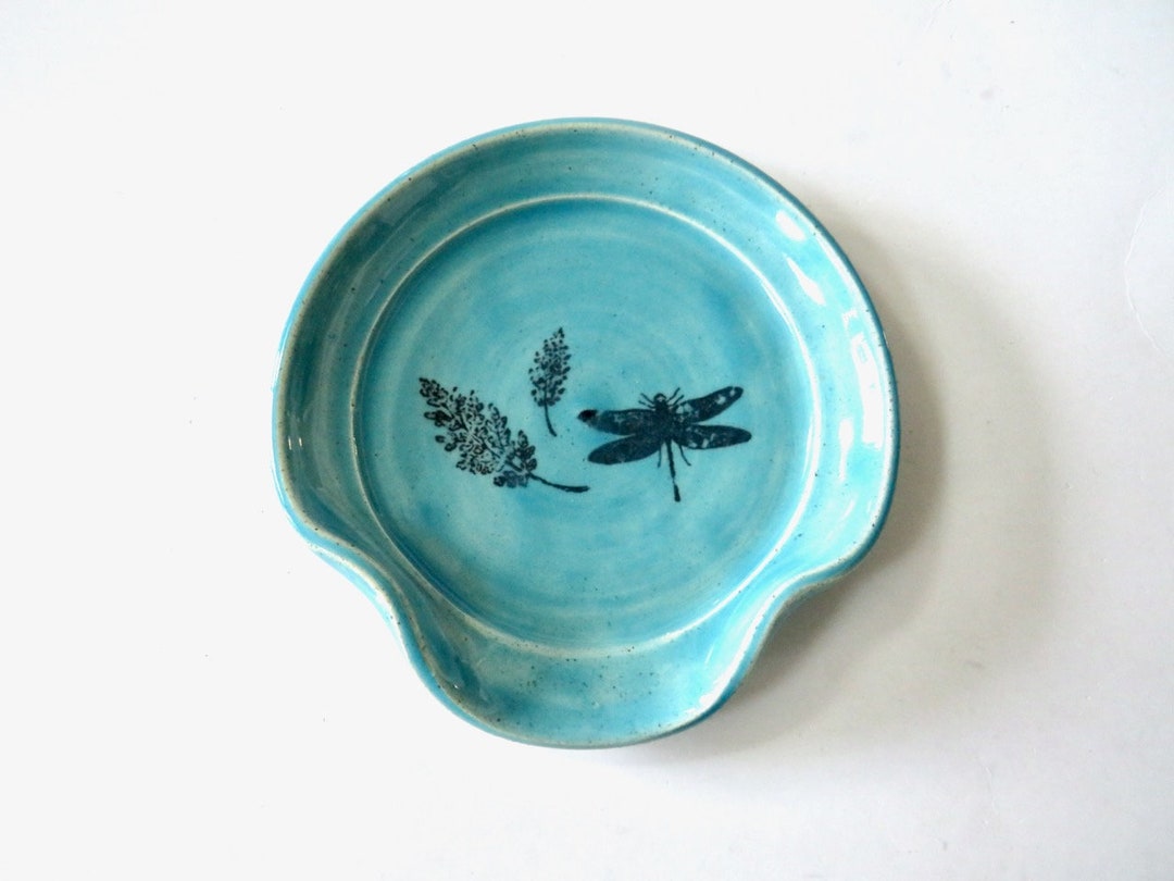 Small Spoon Rest, Dragonfly, Circular Ceramic Dish, Handmade - Etsy