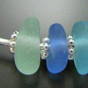 Aqua Blue, Ocean Colors of the Sea, Genuine Sea Glass, Bangle Bracelet ...