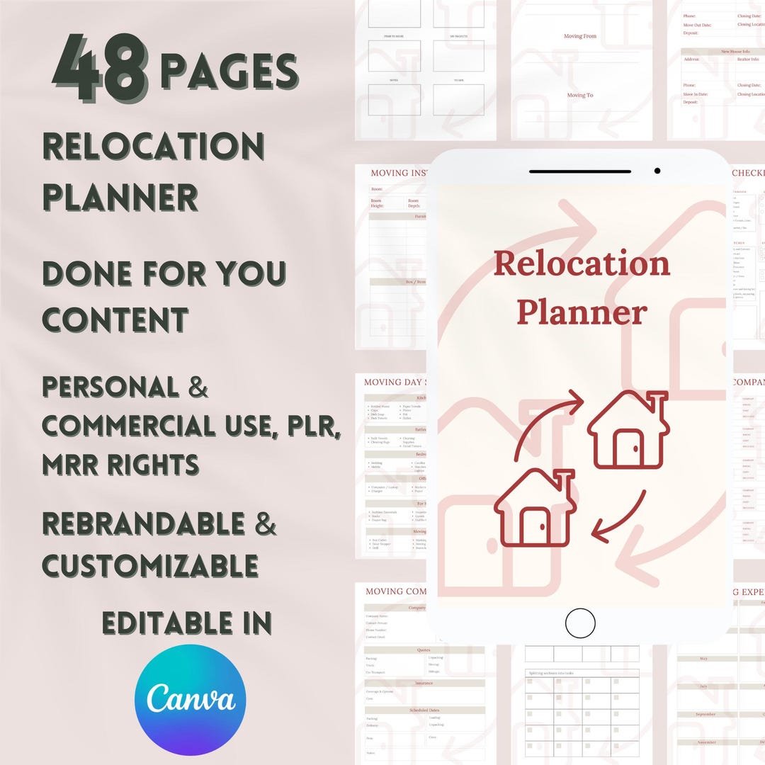 Moving Checklist, Moving Planner, Relocation Planner, Moving Labels, New Home Essential ...