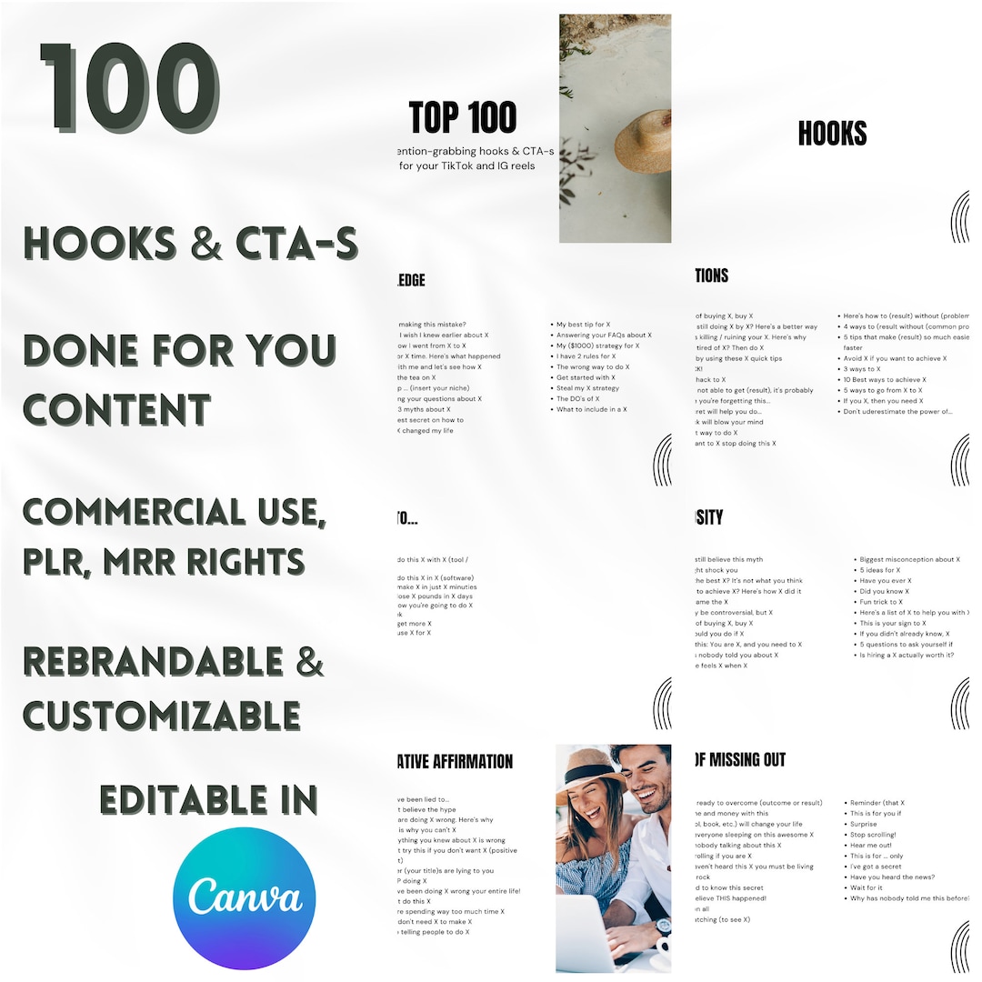 Social Media Hooks and Captions, Tiktok CTA, Done for You Hooks for ...