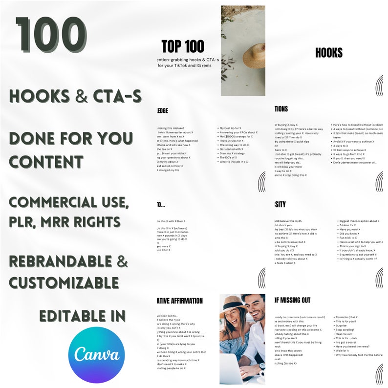 Instagram Reel Hooks and Captions, Tiktok Cta,done for You Hooks for ...