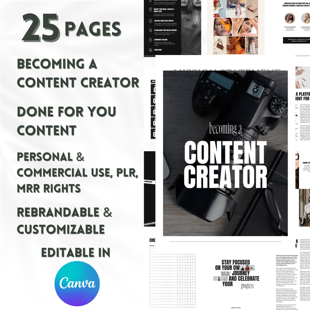 Becoming a Content Creator Guide, Done for You Guide, Digital Business ...