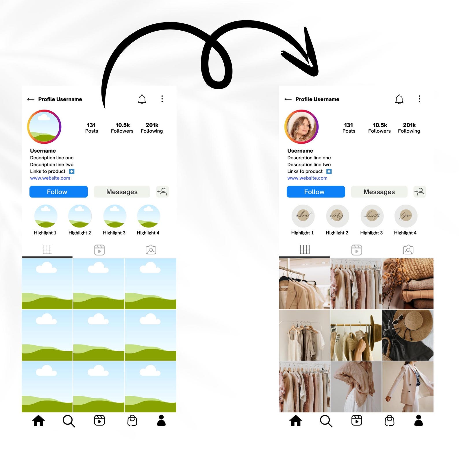 Instagram Profile Mockup Editable Canva Templates, Social Media ...