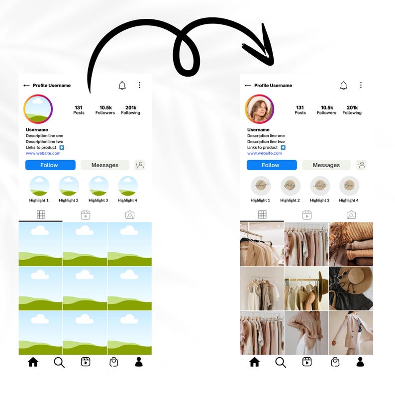 Instagram Profile Mockup Editable Canva Templates, Social Media ...
