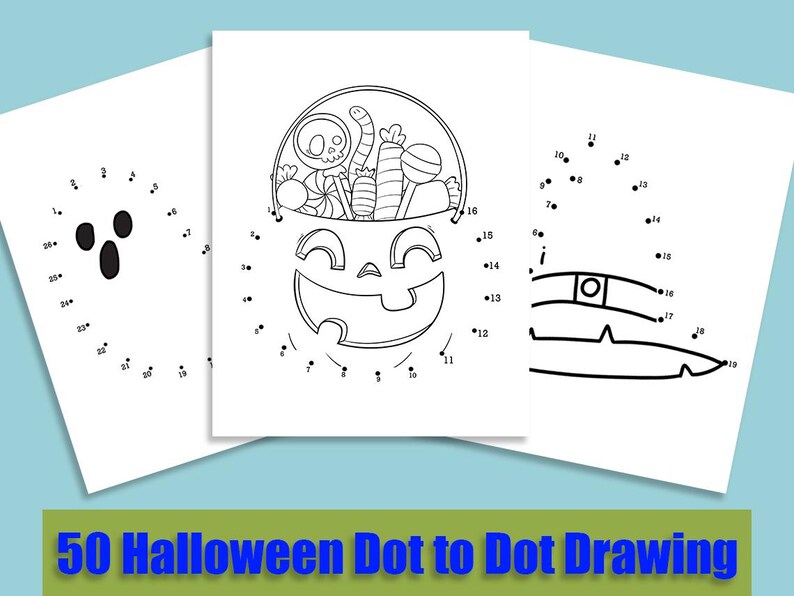 Halloween Dot to Dot Drawing: 50 Spooky Kids Activities (PDF) - Etsy