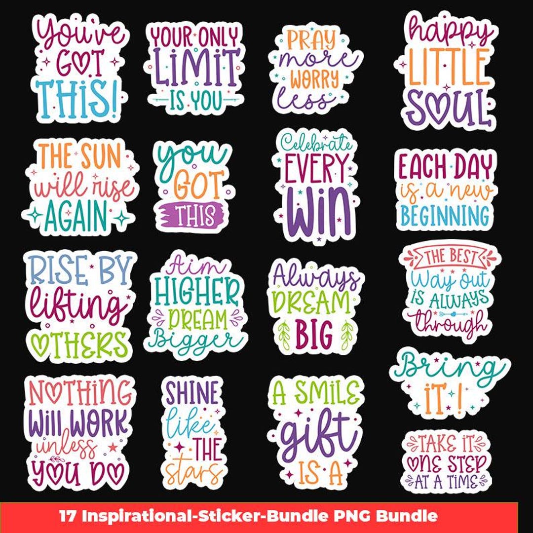Inspirational Quote Stickers: Pre-cropped Motivational Decals (digital ...