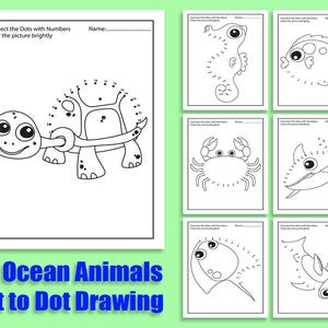 Sea Animal Dot to Dot Drawing, Sea Animal Coloring Page, Under the Sea ...