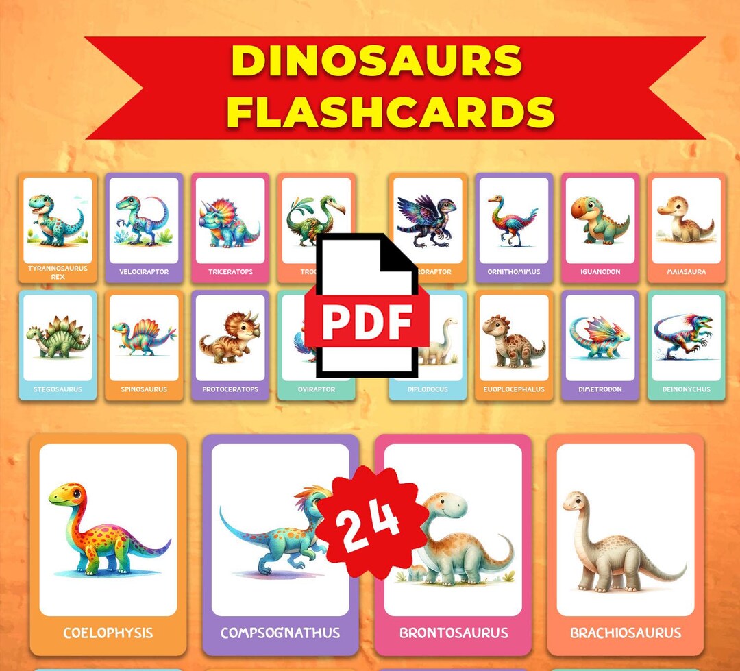 Kids DINOSAURS Cards • Montessori Cards Flash Cards Nomenclature ...