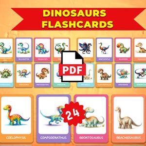 Kids DINOSAURS Cards • Montessori Cards Flash Cards Nomenclature ...