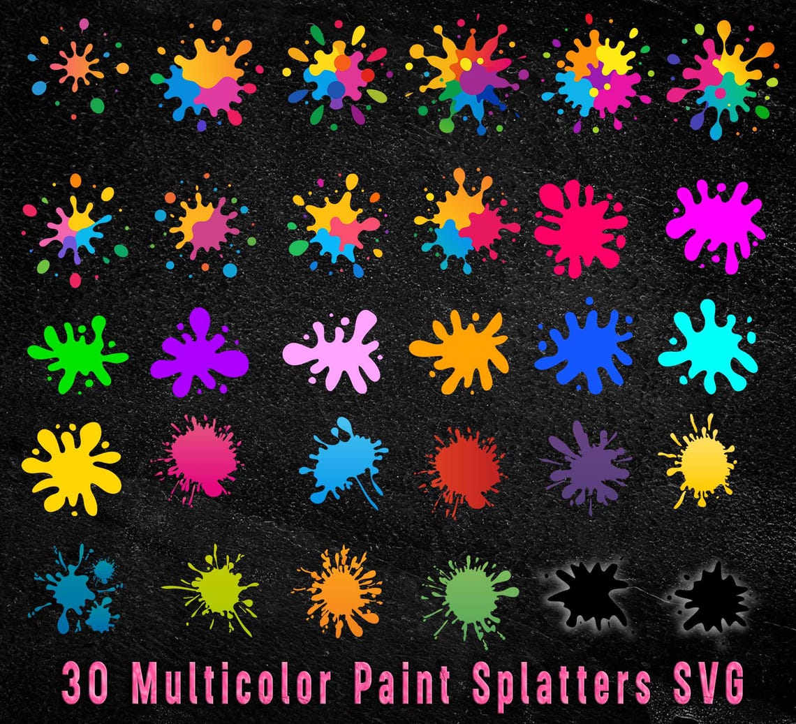 Multicolor Paint Splatter SVG Bundle, Paint Splats Svg Files, Paint Svg ...