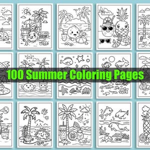 100 Summer Coloring Pages: Beach & Pool Party Activity (PDF) - Etsy