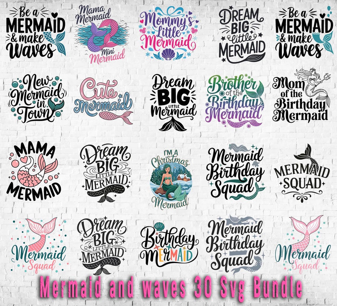 Mermaid Quote PNG Design Bundle: Cricut & Silhouette Cut Files (digital ...