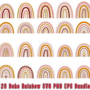 Retro Boho Rainbow Clipart Bundle: SVG, PNG, EPS (digital Download) - Etsy