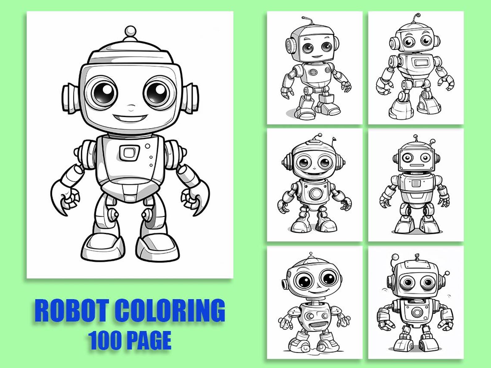 Robot Coloring Pages, Robt SVG, Robot Coloring Book, Robot Drawing ...