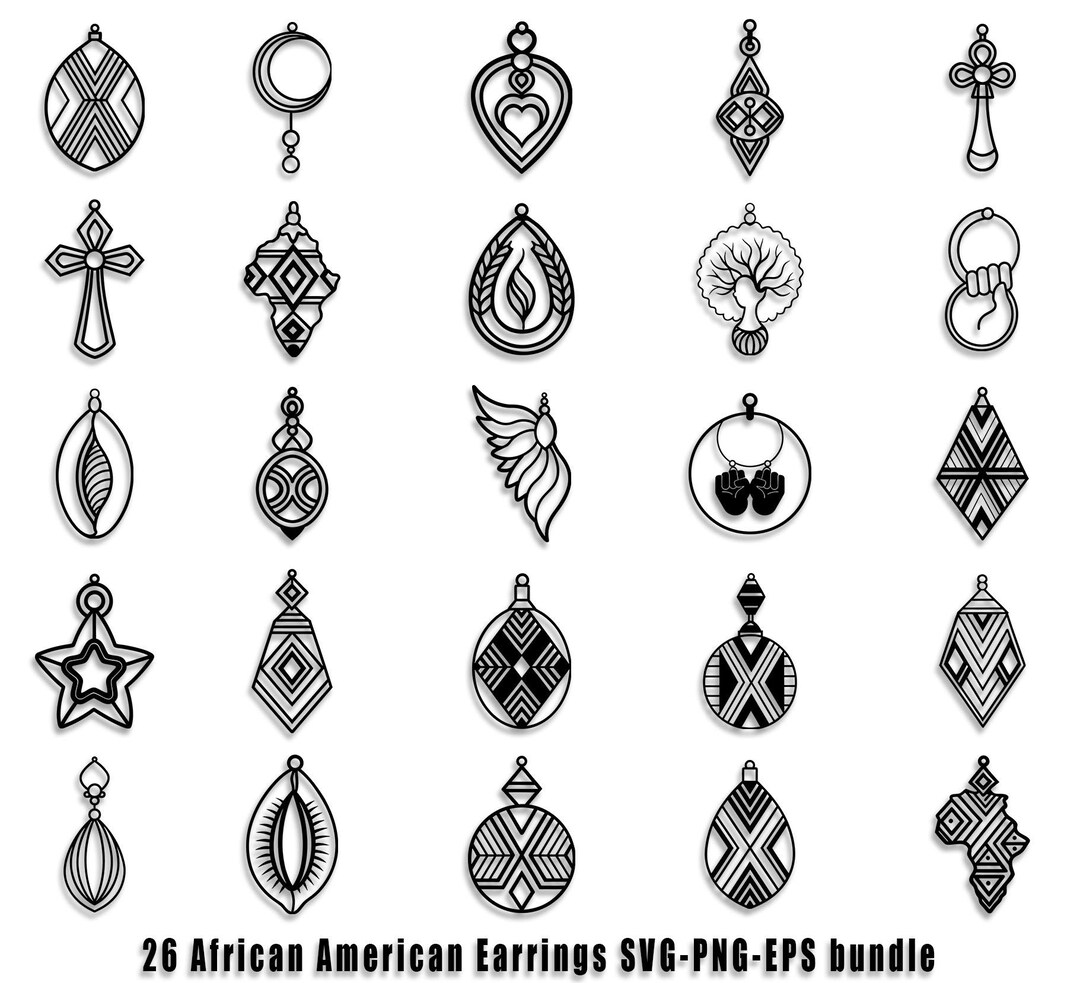 African American Earrings SVG Bundle: Laser Cut Template (digital ...