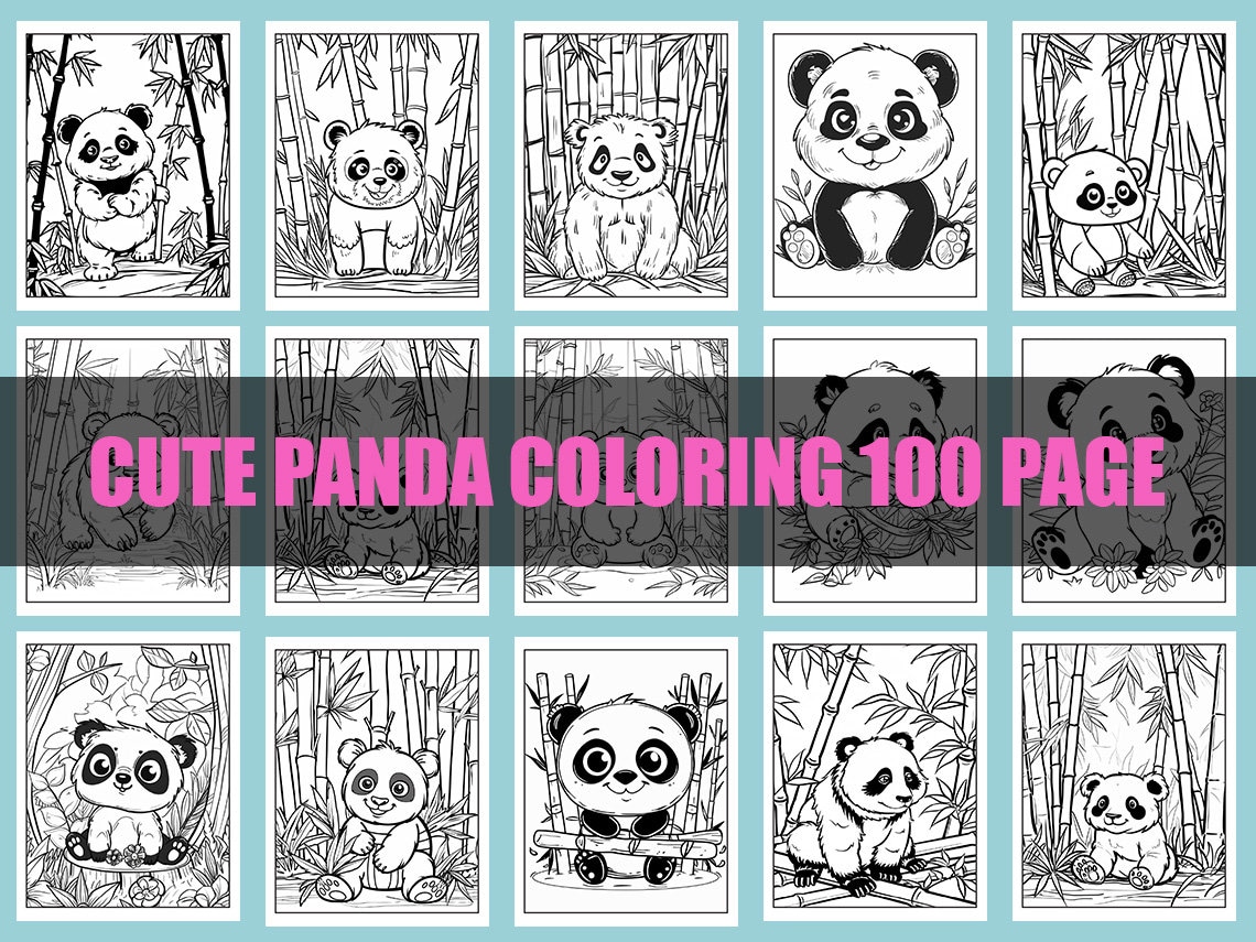 Panda Coloring Page for Kids and Adults Birthday Party Activity ...
