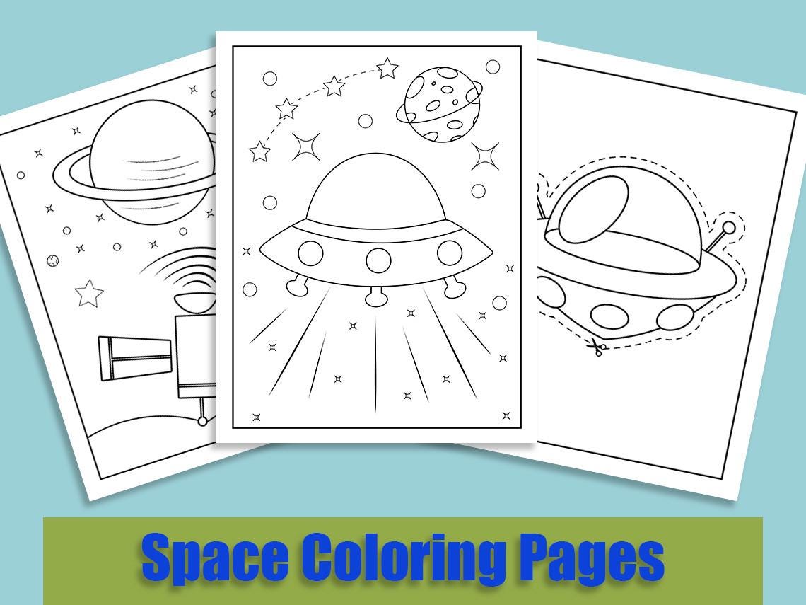 Space Coloring Book: 30 Astronaut, Rocket & Planet Pages (PDF) - Etsy