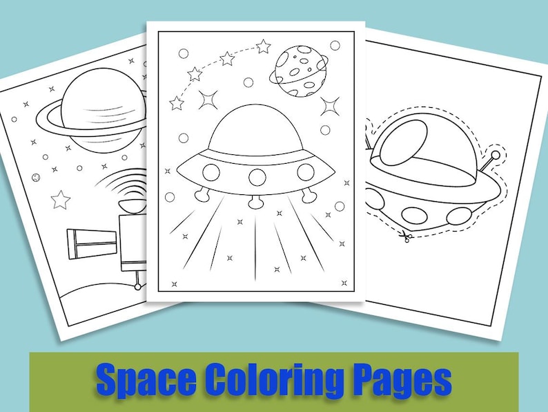 Space Coloring Book: 30 Astronaut, Rocket & Planet Pages (PDF) - Etsy