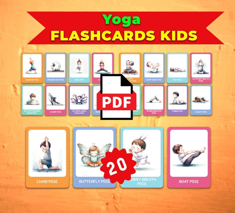 Yoga Cards • Montessori Cards Flash Cards Nomenclature Flashcards PDF ...