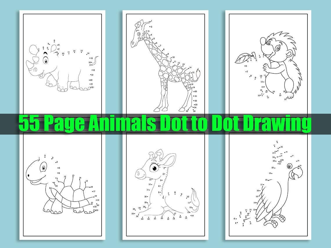 Animal Dot to Dot Coloring Pages: Kids Activity Book (PDF) - Etsy
