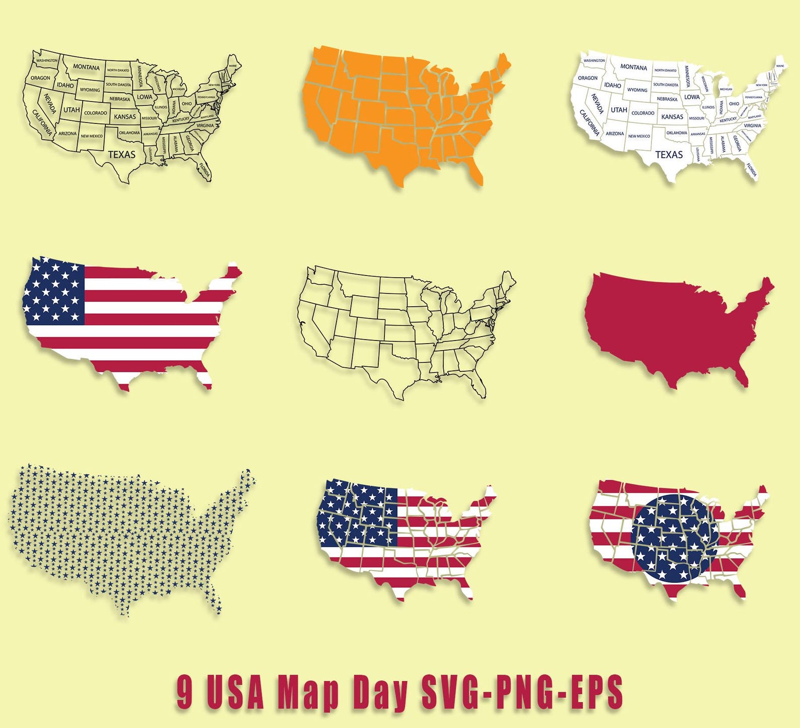 USA Map, USA Flag Svg. America Map, American Flag Svg. Vector Cut File ...