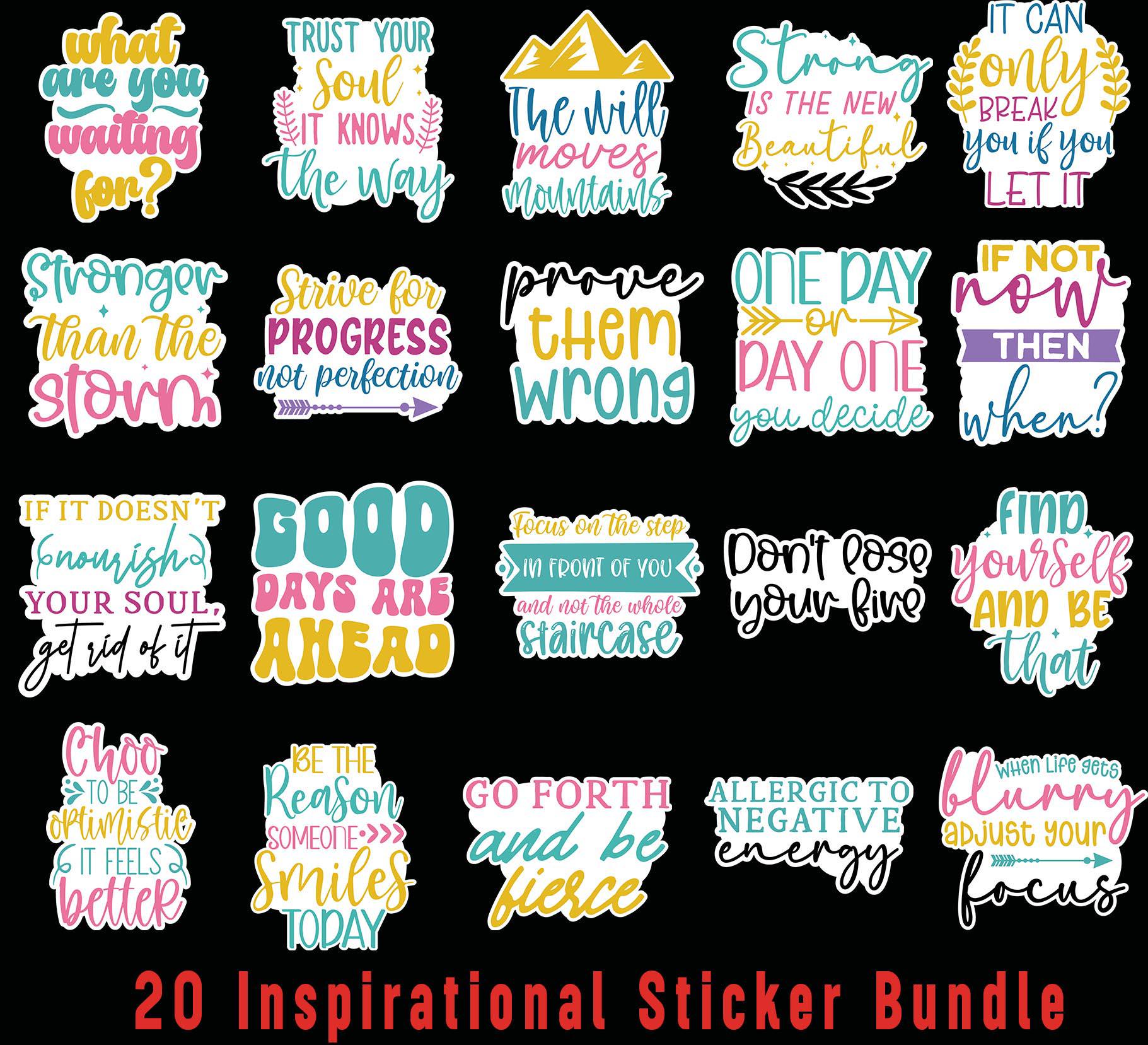 Inspirational Quotes Sticker Png Svg Bundle, Inspirational Quotes ...
