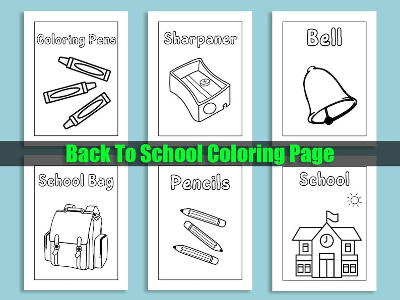 Back to School Coloring Page Set - Instant Download - Fun Class ...