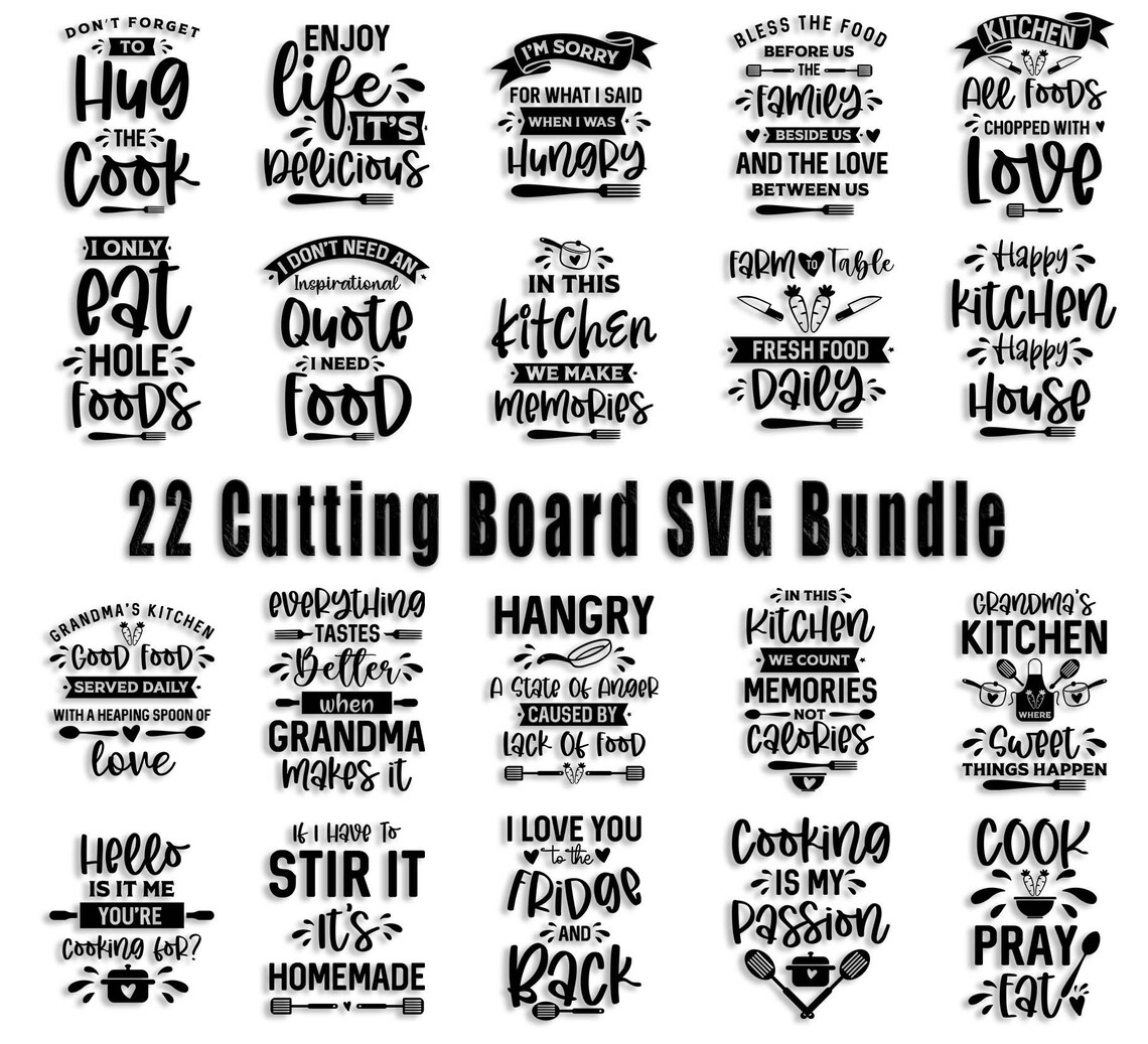 Funny Cutting Board Quotes SVG Bundle: Kitchen & Baking Designs ...