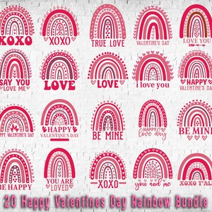 Happy Valentines Day Rainbow SVG Bundle, Boho Rainbow SVG, Rainbow ...