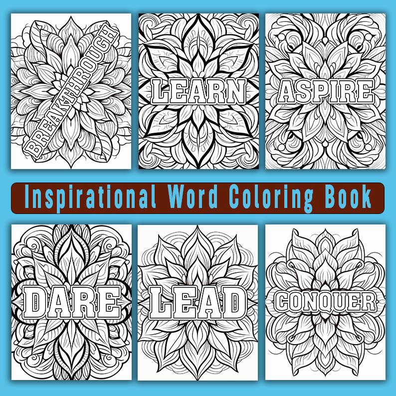 100 Motivational Quotes Coloring Pages: Inspirational Word Art (digital ...