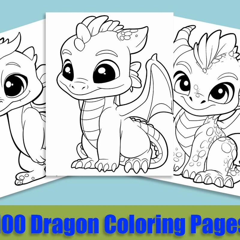 Kids Coloring Pages of Dragons - Etsy
