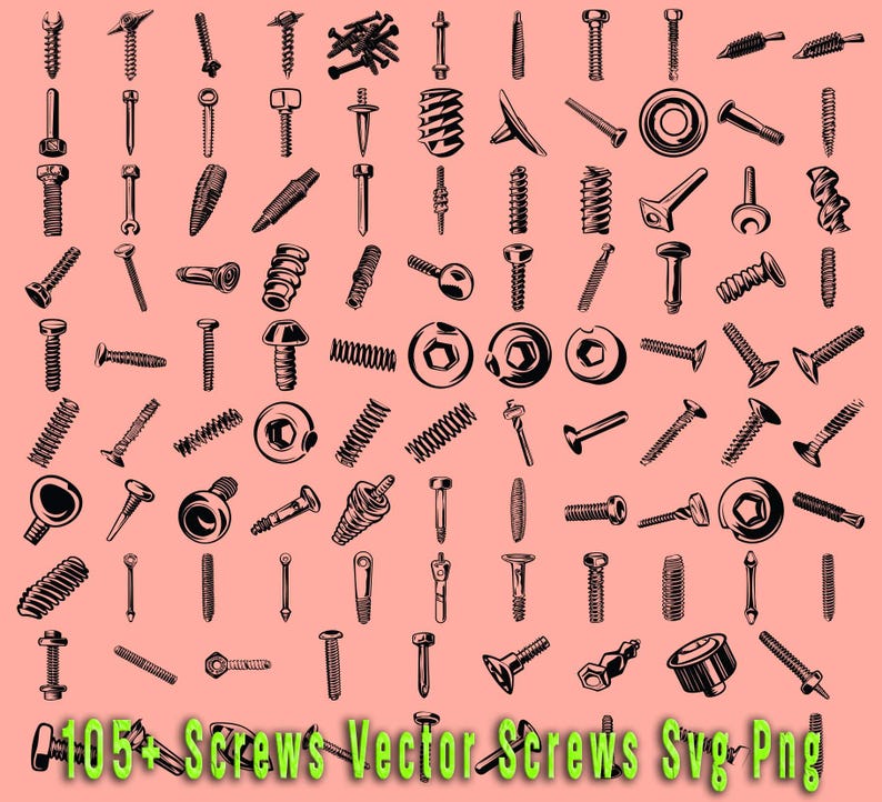 Screw Set Svg, Bolts and Screws Svg, Screw Silhouette, Screw Cut File ...