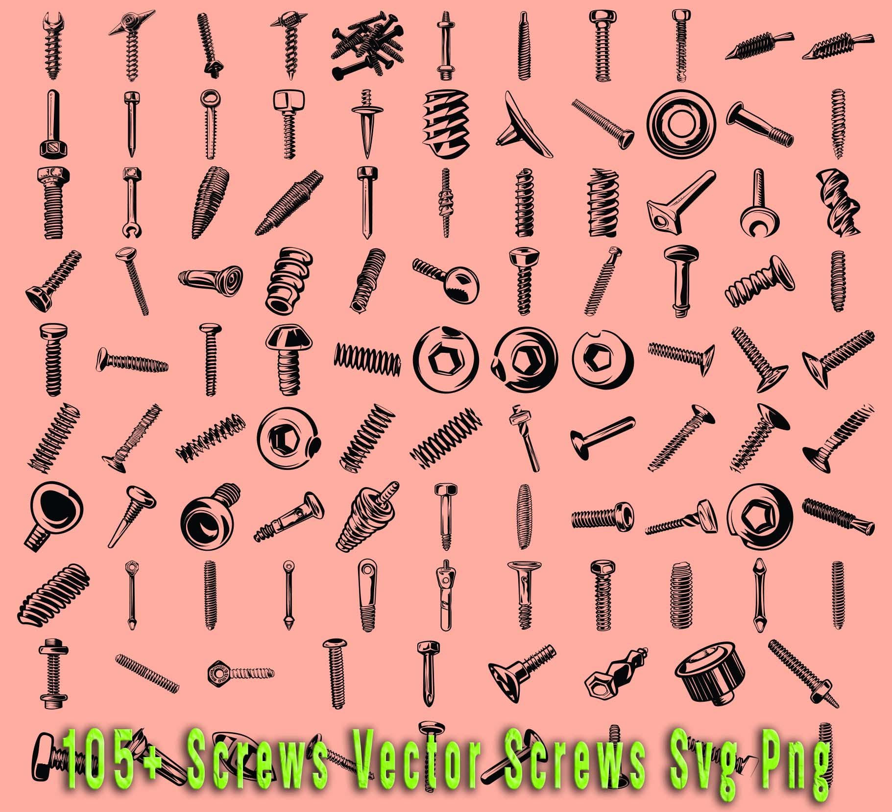 Screw Set Svg, Bolts and Screws Svg, Screw Silhouette, Screw Cut File ...