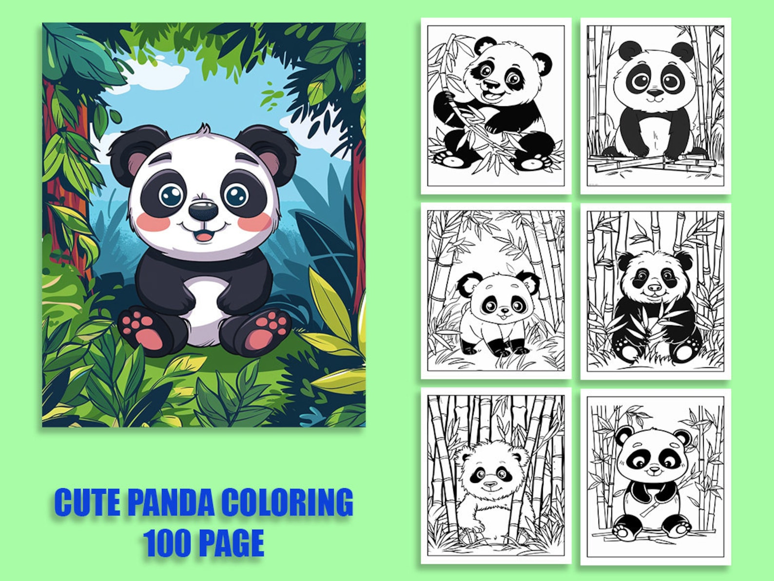 Panda Coloring Page for Kids and Adults Birthday Party Activity ...