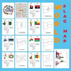 World Countries Map Flags Coloring Page, Map Country Pdf, United States ...