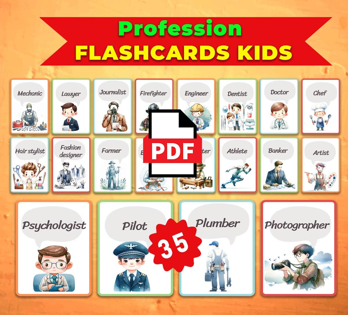 Profession Flash Cards: Montessori Nomenclature Cards (PDF Printable ...