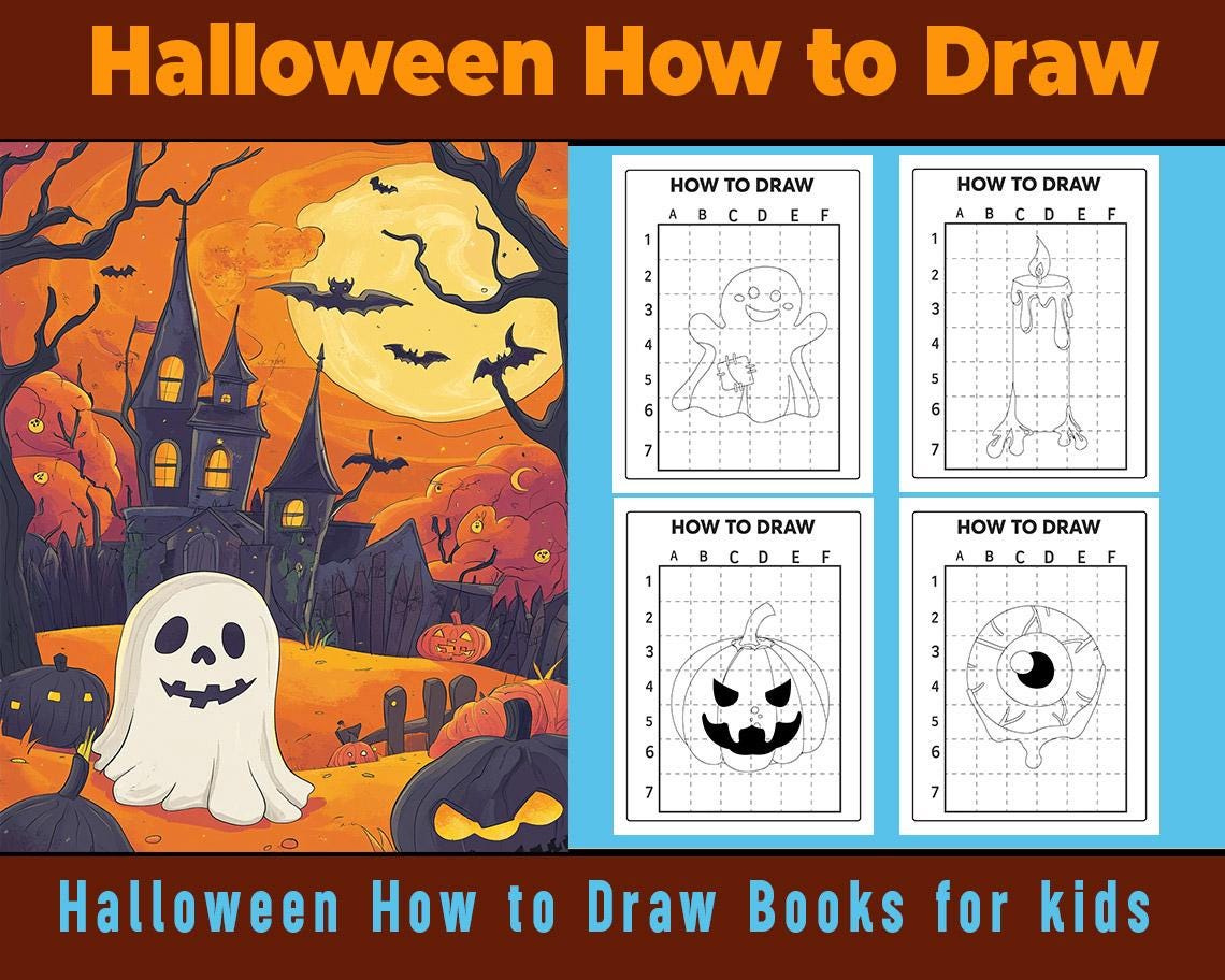 How to Draw Halloween: Step-by-step Activity Book (digital Download) - Etsy