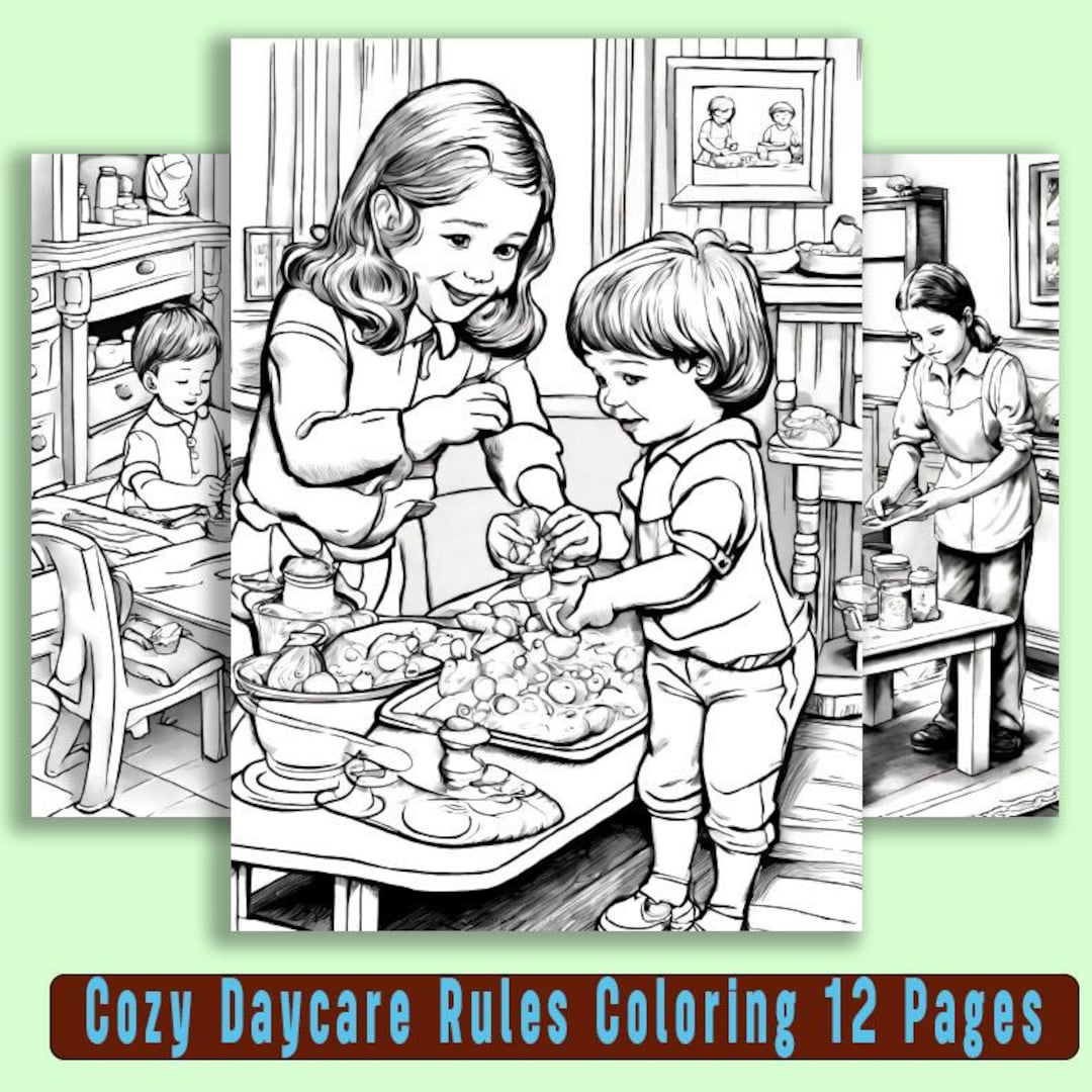 Daycare: Cozy Friends Coloring Book Daycare Rules Coloring Pages for ...