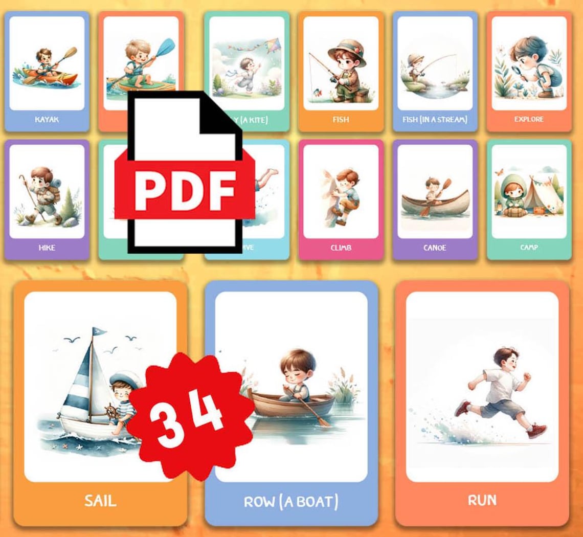 Outdoor Action Flashcards: Montessori Learning Cards (PDF Printable) - Etsy