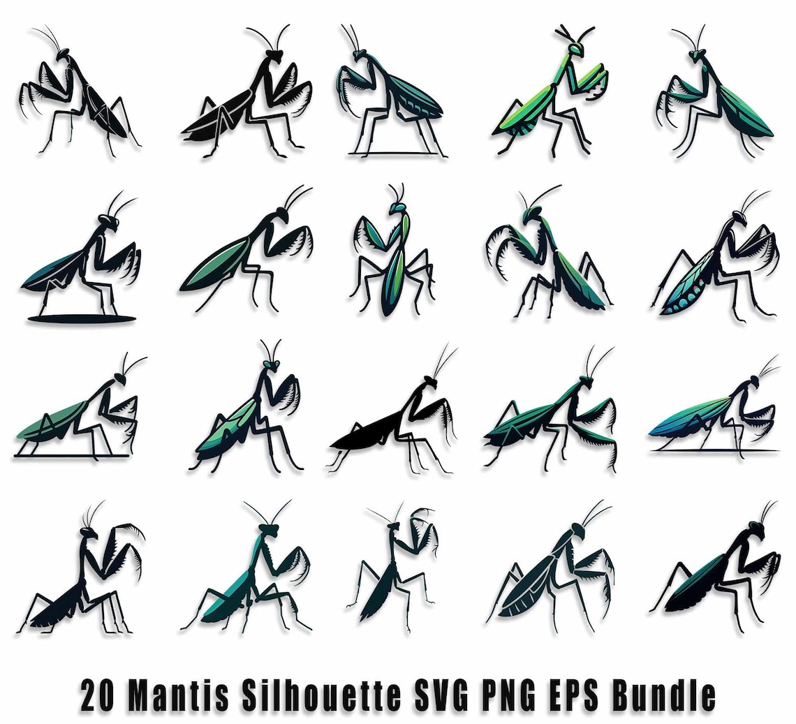 Praying Mantis Svg Bundle, Praying Mantis Silhouette, Mantis Svg Vector ...