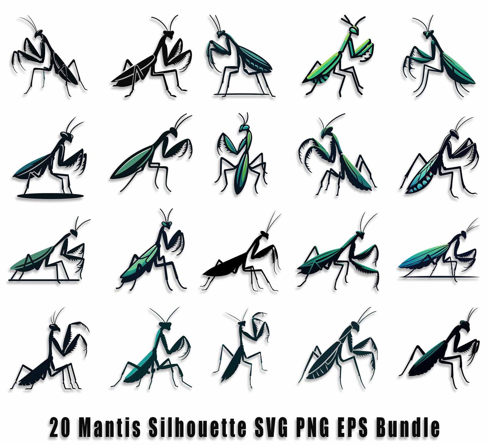 Praying Mantis Svg Bundle, Praying Mantis Silhouette, Mantis Svg Vector ...