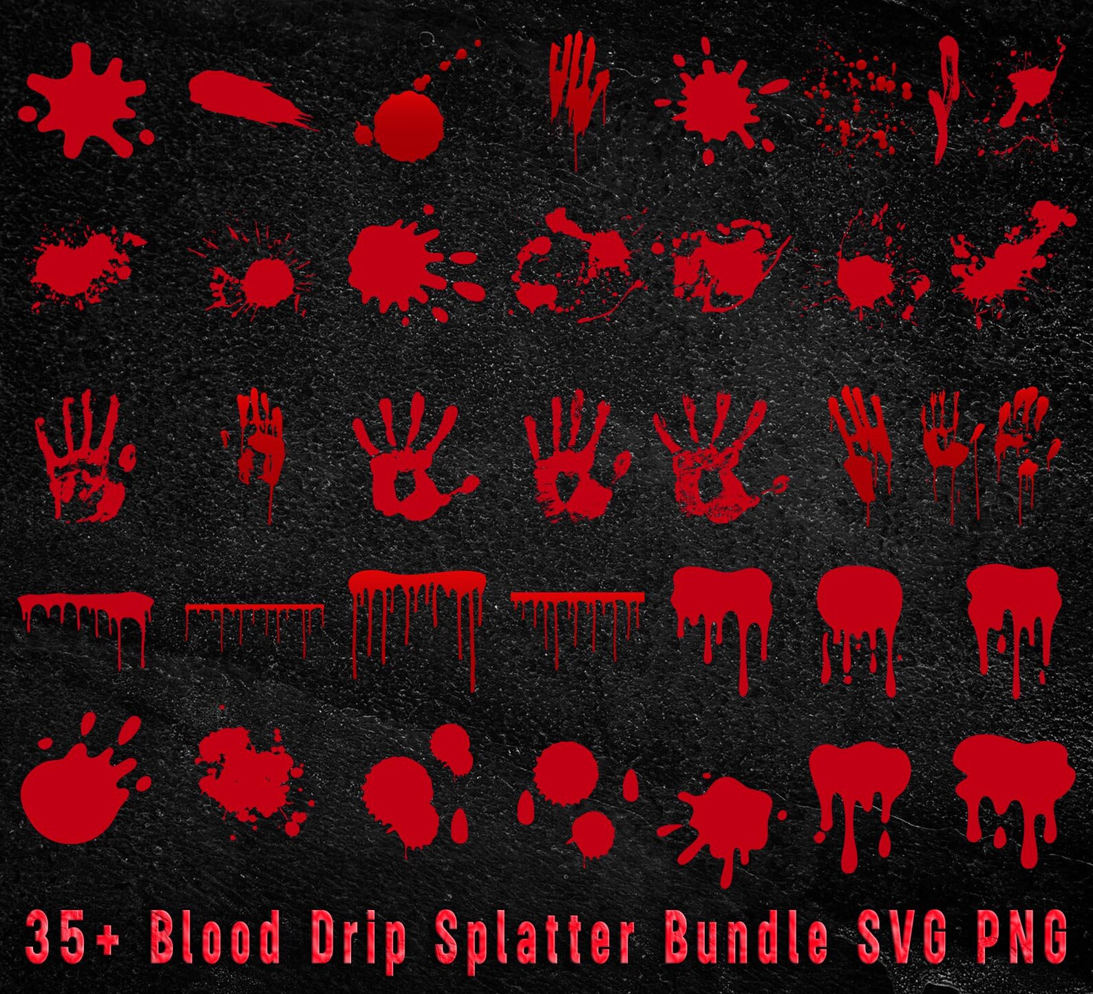 Blood Drip SVG Bundle, Halloween Splatter Clipart (PNG, EPS) - Etsy