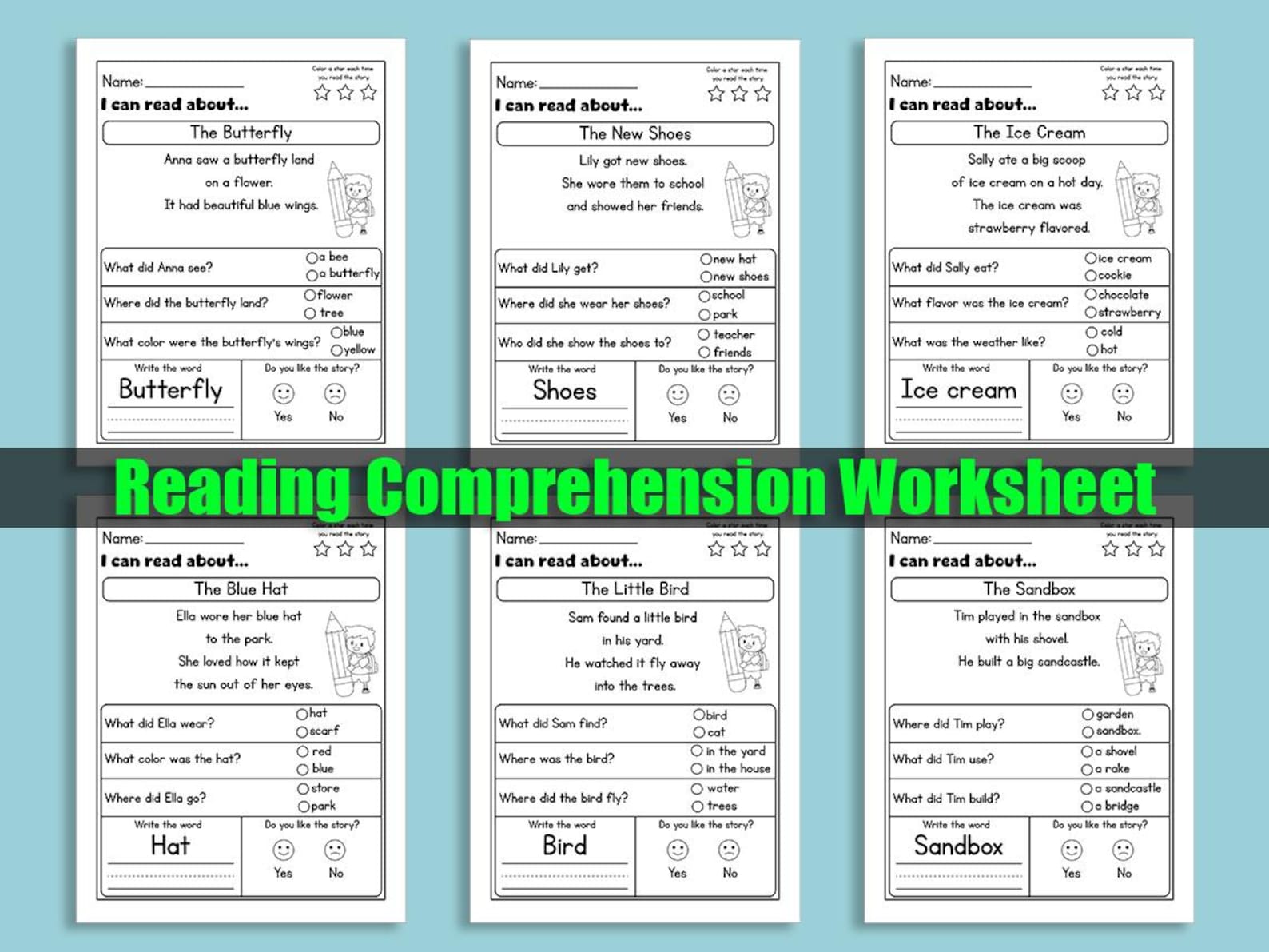 Reading Comprehension Worksheet: Stories With Questions for Grades 1-3 ...